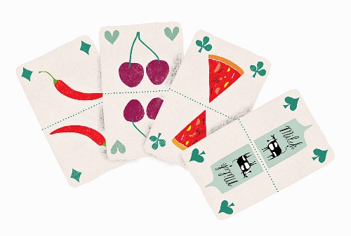 Playing cards with food pictures (illustration) • Le Quotidien du Patient